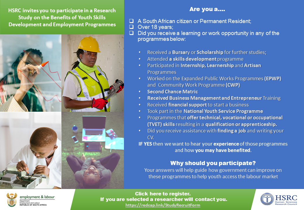 Call for participants: HSRC research study on the benefits of youth skills development and ...